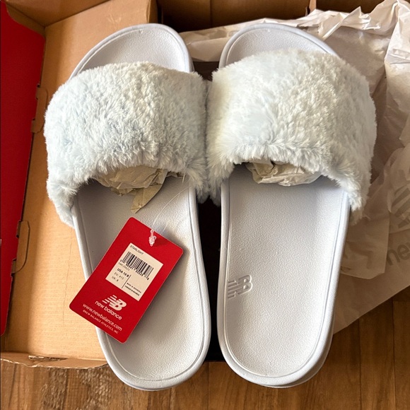 New Balance | Shoes | New Balance Soft Blue Furry Slides | Poshmark